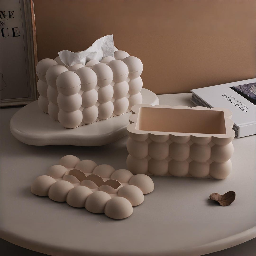 Silicone Molds for Bubble Tissue Box Making-plaster/concrete/resin ...