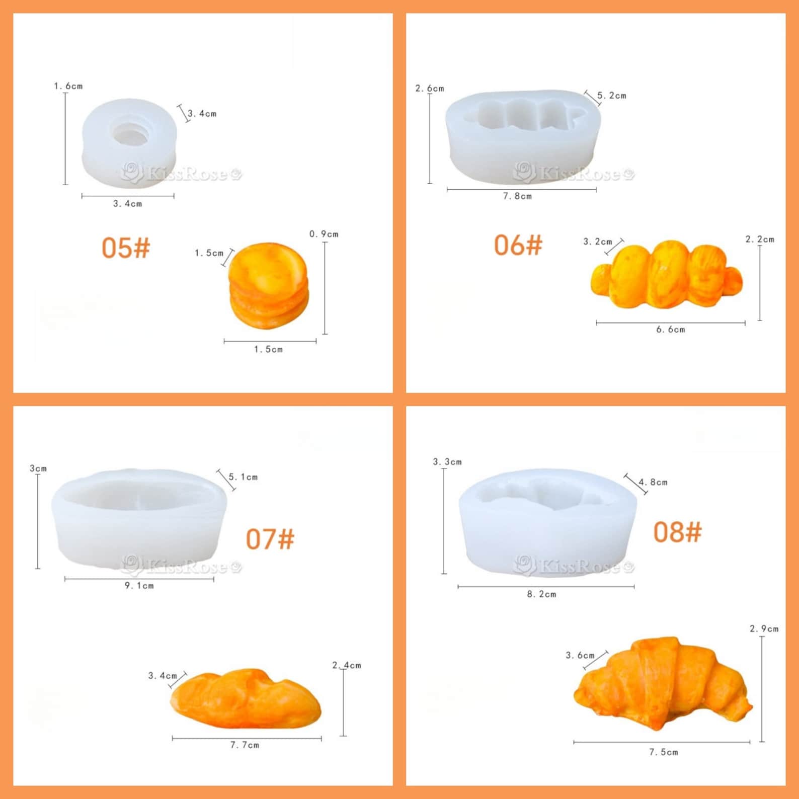 8 Styles Miniature Bread Silicone Mold-mini Croissant/toast Bread Resin ...
