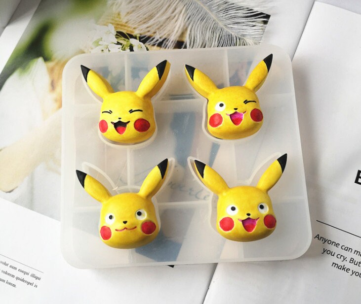 4 Holes Pikachu Resin Mold .making Key Pendant Silicone - Etsy