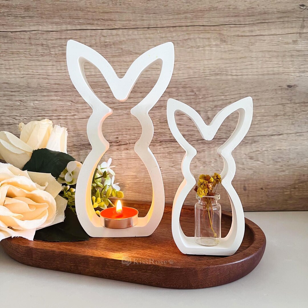 Hollow Bunny Silicone Mold-easter Bunny Ornament Mold-gypsum/concrete ...