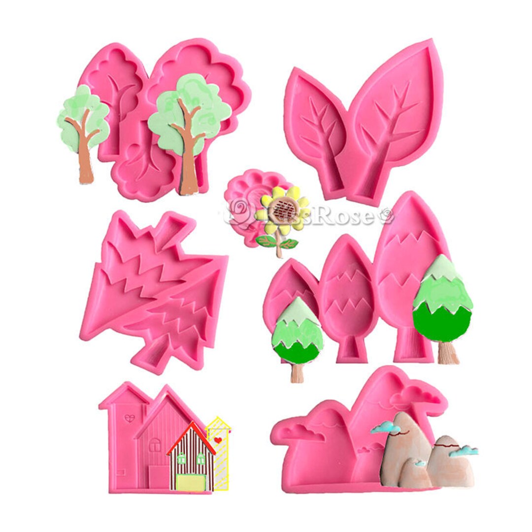 Silicone Tree Mold-cute Trees Resin Mold-sunflower Fondant Mold-hill ...