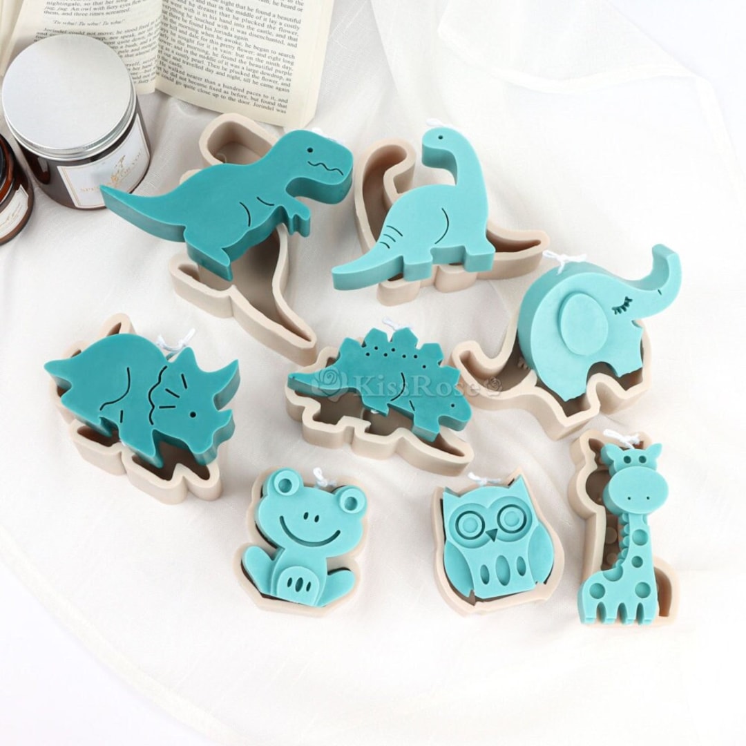 8 Styles Cute Animals Silicone Mold-dinosaur/frog/owl/elephant/giraffe ...