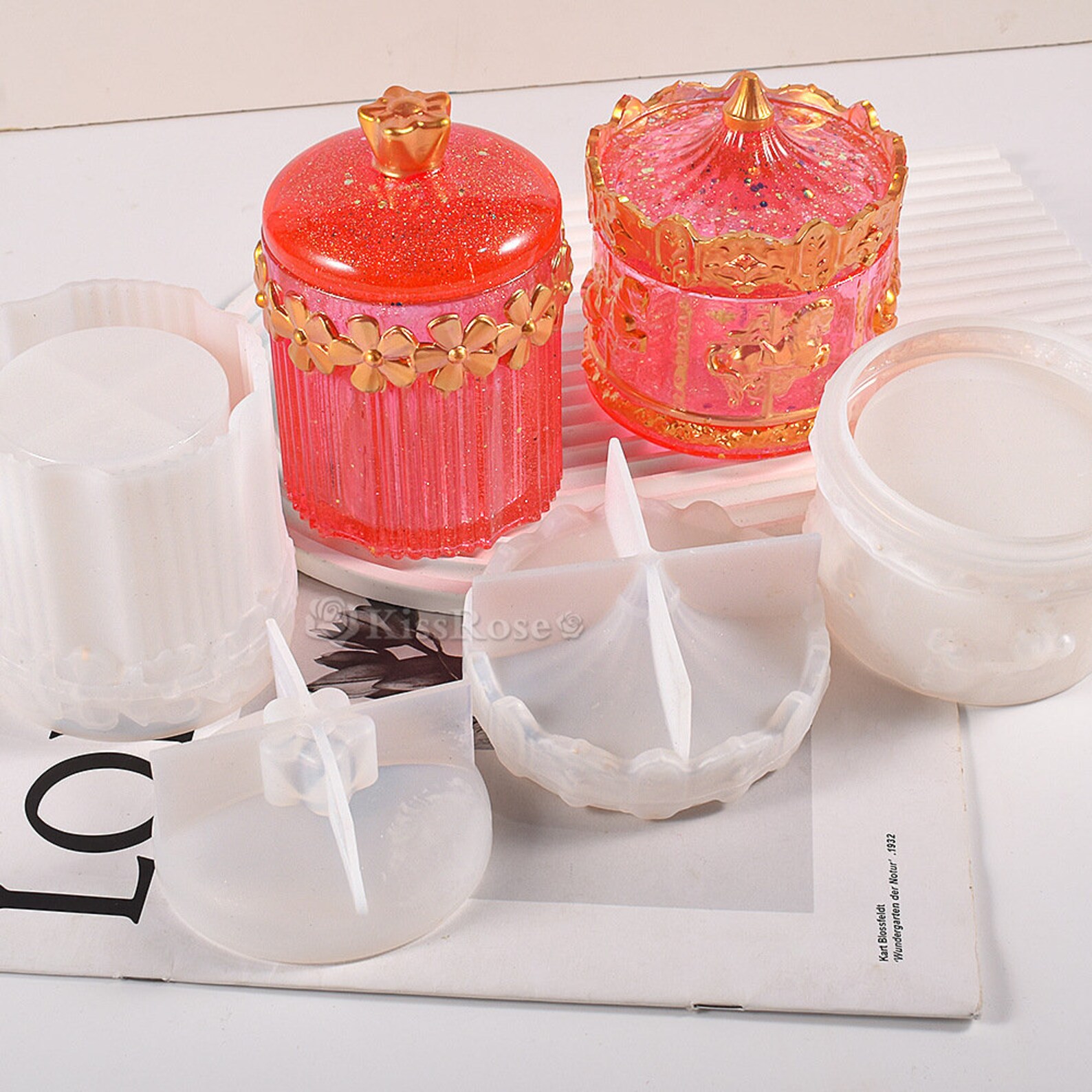 Embossed Garland Box Resin Mold-cute Carousel Storage Box Silicone Mold ...
