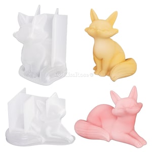 Cute 3D Fox Silicone Mold-cartoon Animal Resin Mold-fox Candle Mold ...