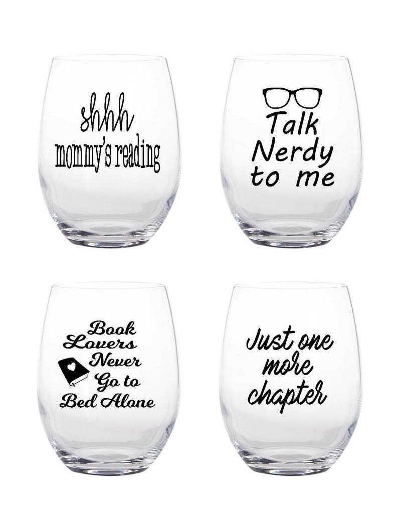 Book Lover Wine Glasses Book Quote Wine Glasses Book Club Etsy
