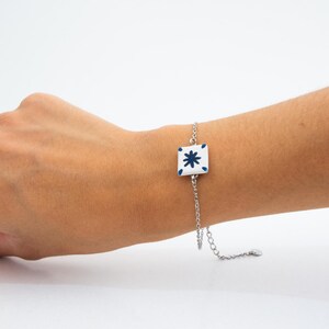 Handpainted Portuguese Tile Bracelet - Adjustable Ceramic Jewelry for ...