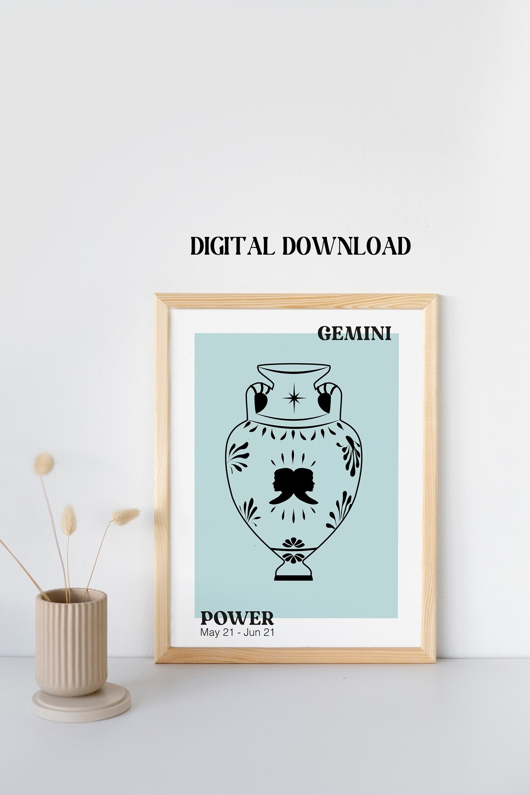 GEMINI Zodiac Sign Poster Illustration Digital Print Download Wall ...