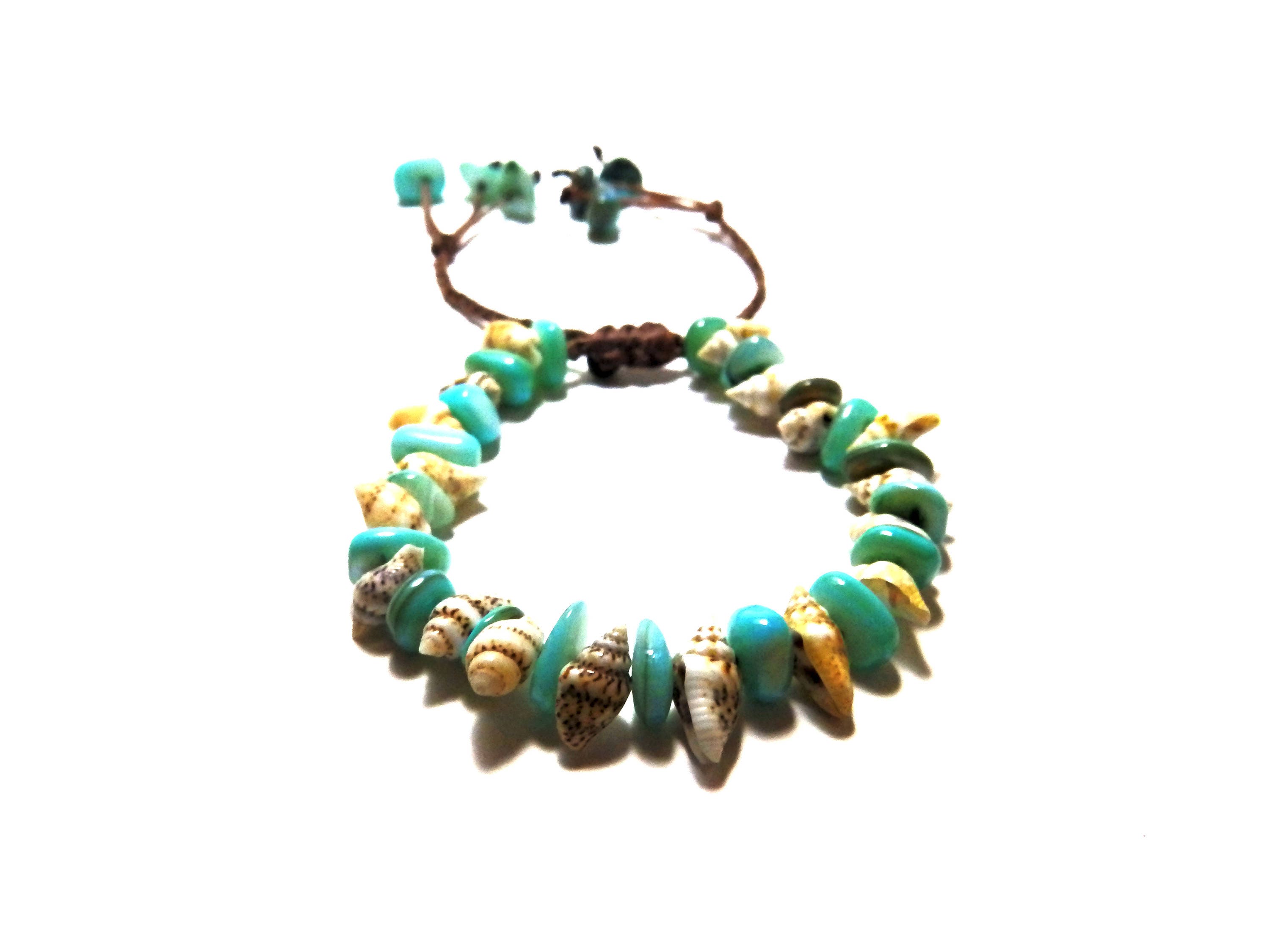 Natural Shell BOHO BRACELET. Natural Blue Crushed Seashells - Etsy