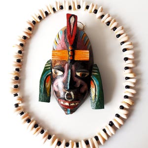 Cowrie Shells Long Necklace. Wooden Black Beads. Voodoo Santeria Magic ...