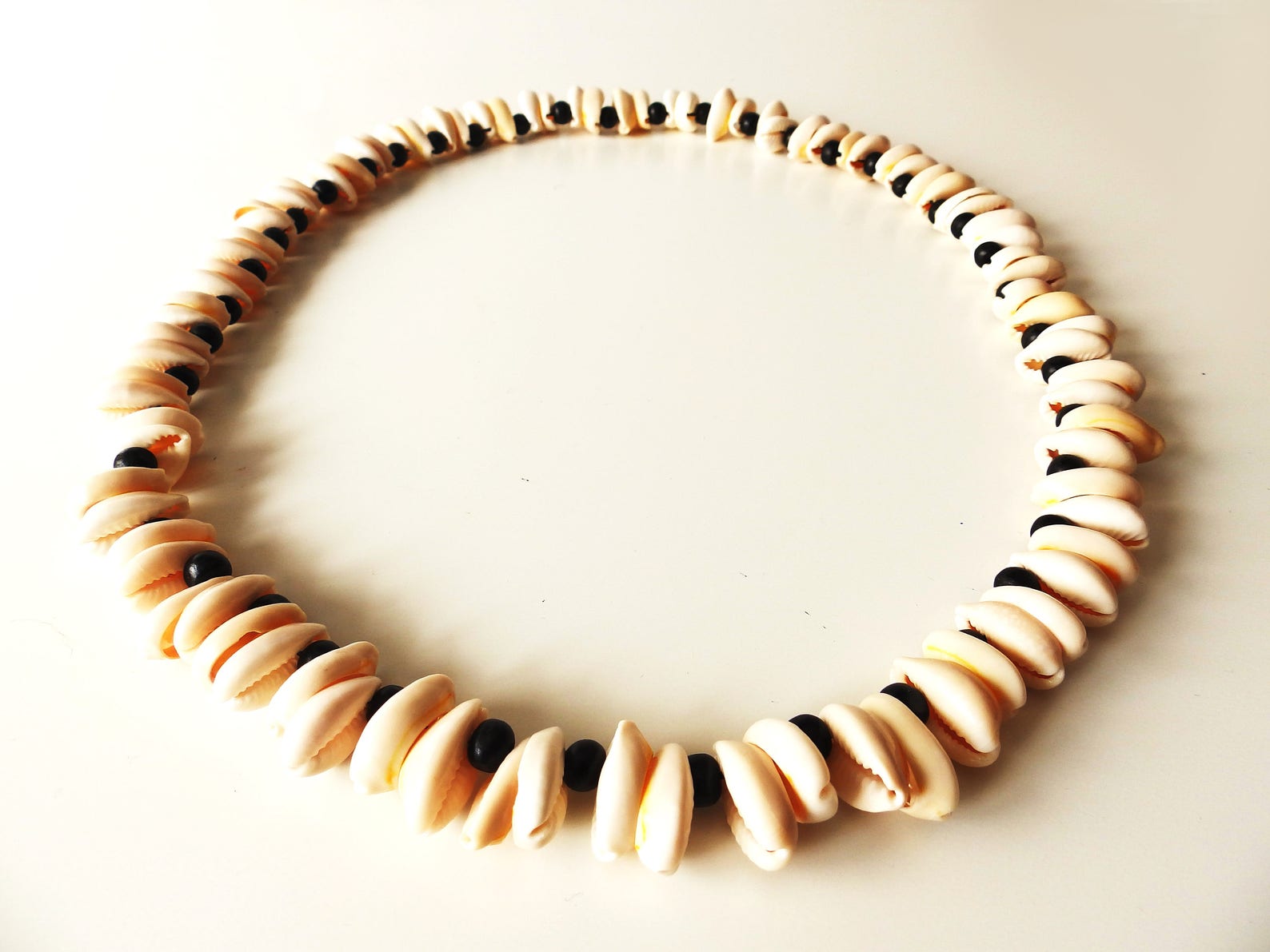 Cowrie Shells Long Necklace. Wooden Black Beads. Voodoo Santeria Magic ...