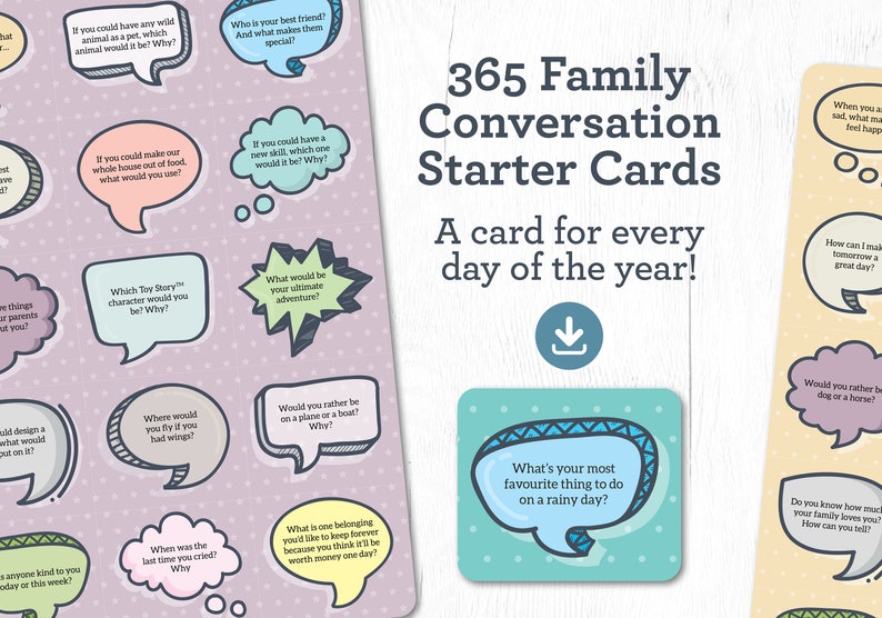 Kids Conversation Starters, Families Conversations Starter Cards Set ...