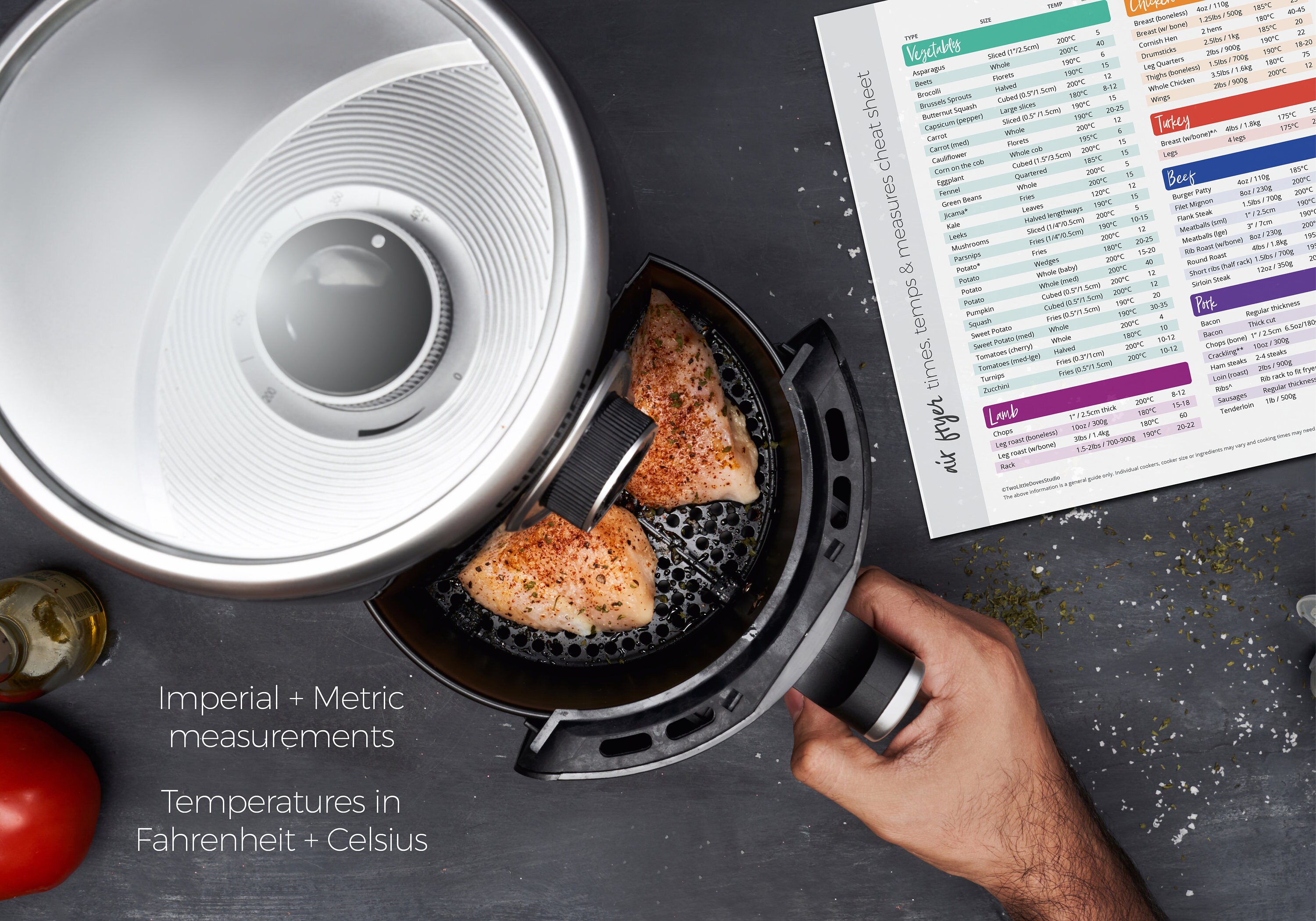Air Fryer Guide Cheat Sheet, Cooking Times & Temperatures, Great for ...