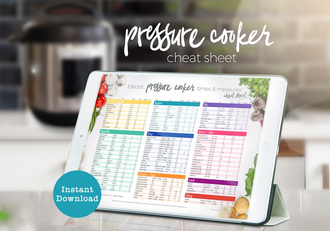 Pressure Cooker Instant Pot Times Cheat Sheet Pressure Cooker Guide ...