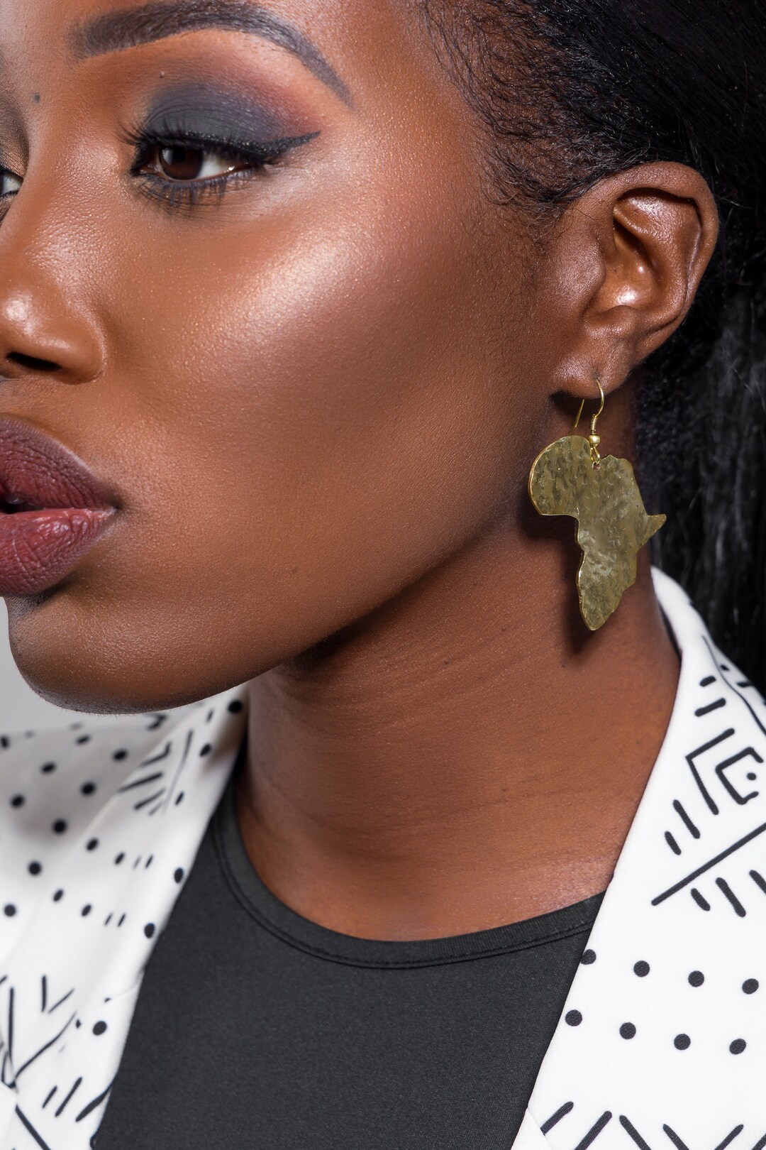Brass Full African Map Earrings - Etsy