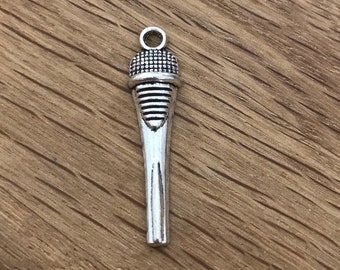 Retro Microphone Antique Silver Tone Double-sided Charms...lot - Etsy