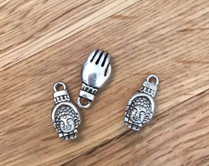 Antique Silver Tone Buddha Hand Tibetan Silver Pendant Charms 8.5mm X ...