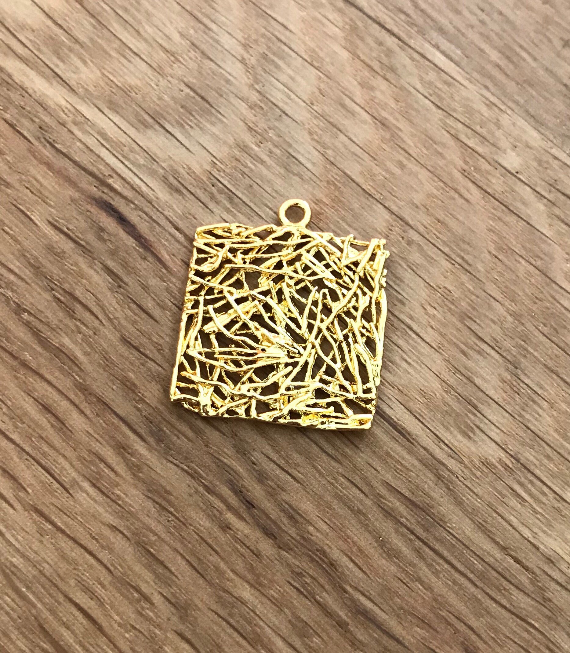 Square Wire Gold Plated Charms - Etsy