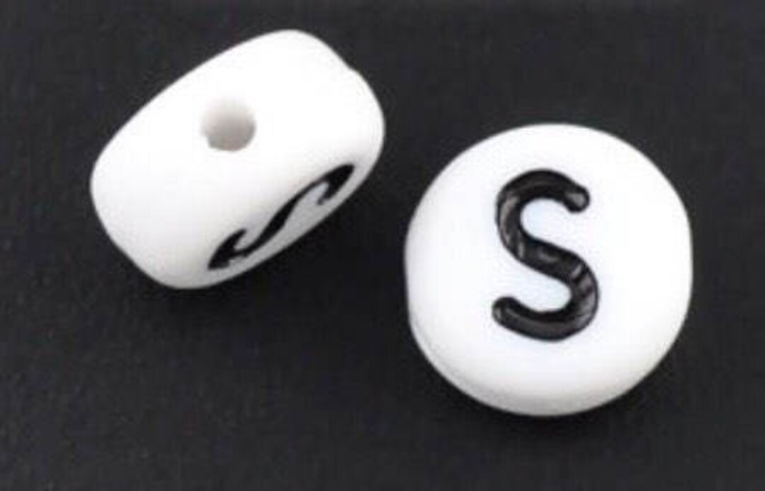 White Round Letter s 7mm Spacer Beads - Etsy