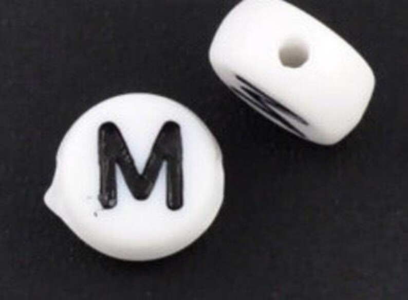 White Round Letter m 7mm Spacer Beads - Etsy