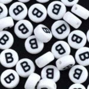 White Round Letter b 7mm Spacer Beads - Etsy