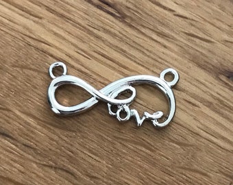 3 Infinity Heart Charms Antique Silver Tone Love Friendship 1-1503 - Etsy