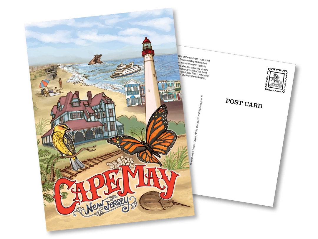 Cape May, New Jersey Postcard - New Jersey Postcard - Cape May Art ...
