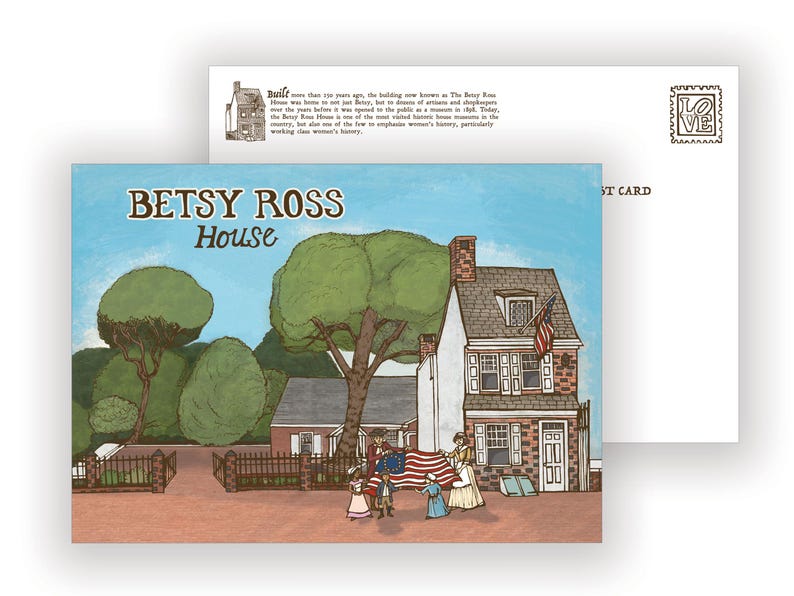 Betsy Ross House, Philadelphia PA - Illustrated 5 X 7 Inch Color ...
