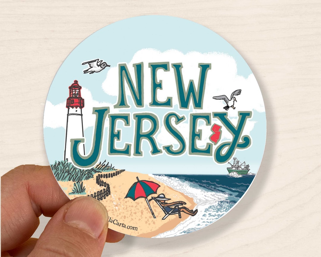 New Jersey State Sticker Jersey Shore NJ Gift Vinyl Decal Water Bottle ...