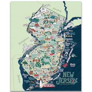 New Jersey Wall Art - New Jersey Map - New Jersey Art Print - 11x14 ...