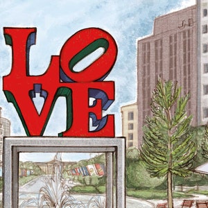 LOVE Park Art - Philadelphia Art Print - Philadelphia City Skyline ...