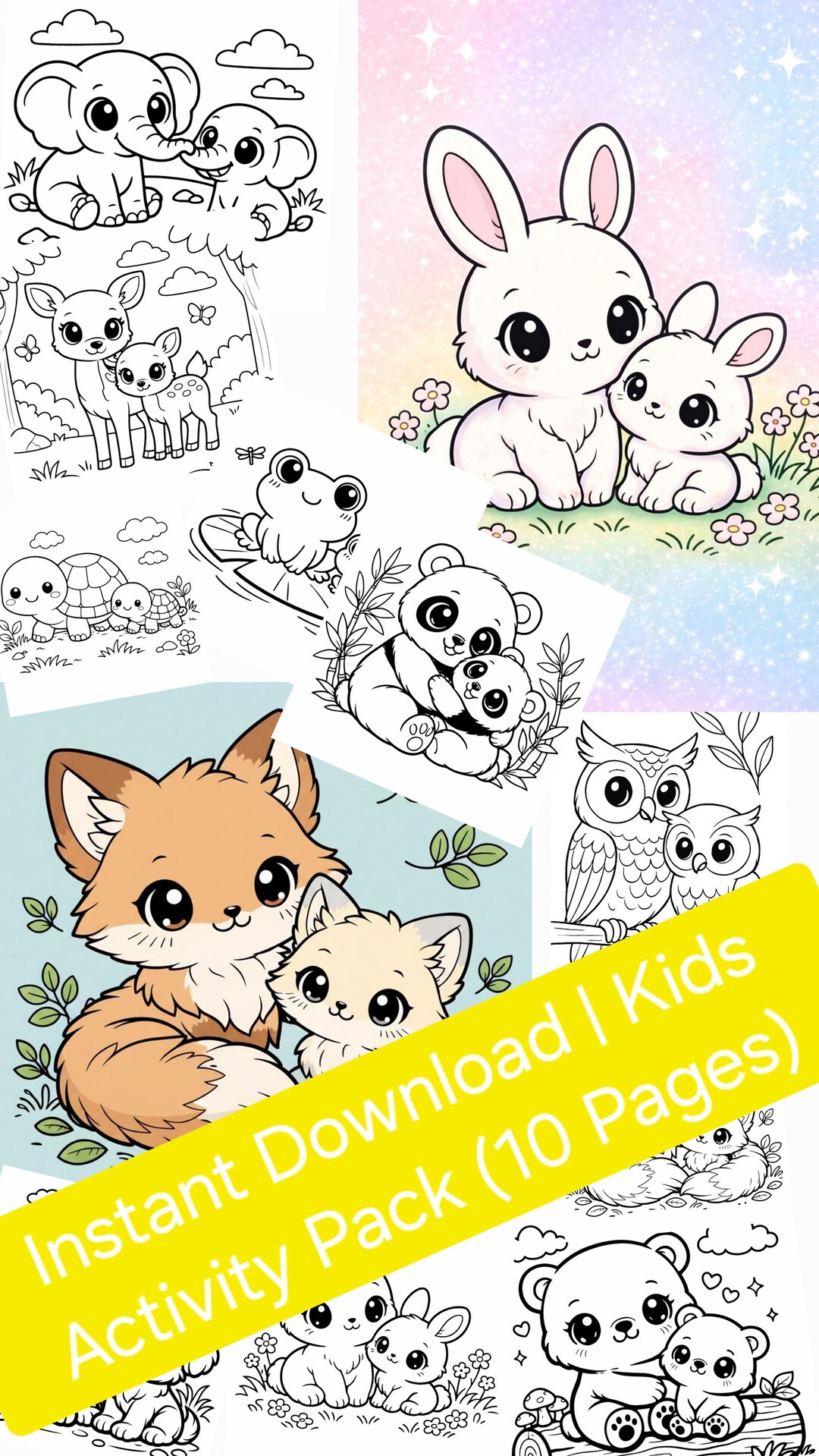 Cute Baby Animals Coloring Pages for Kids | Printable Animal Coloring ...