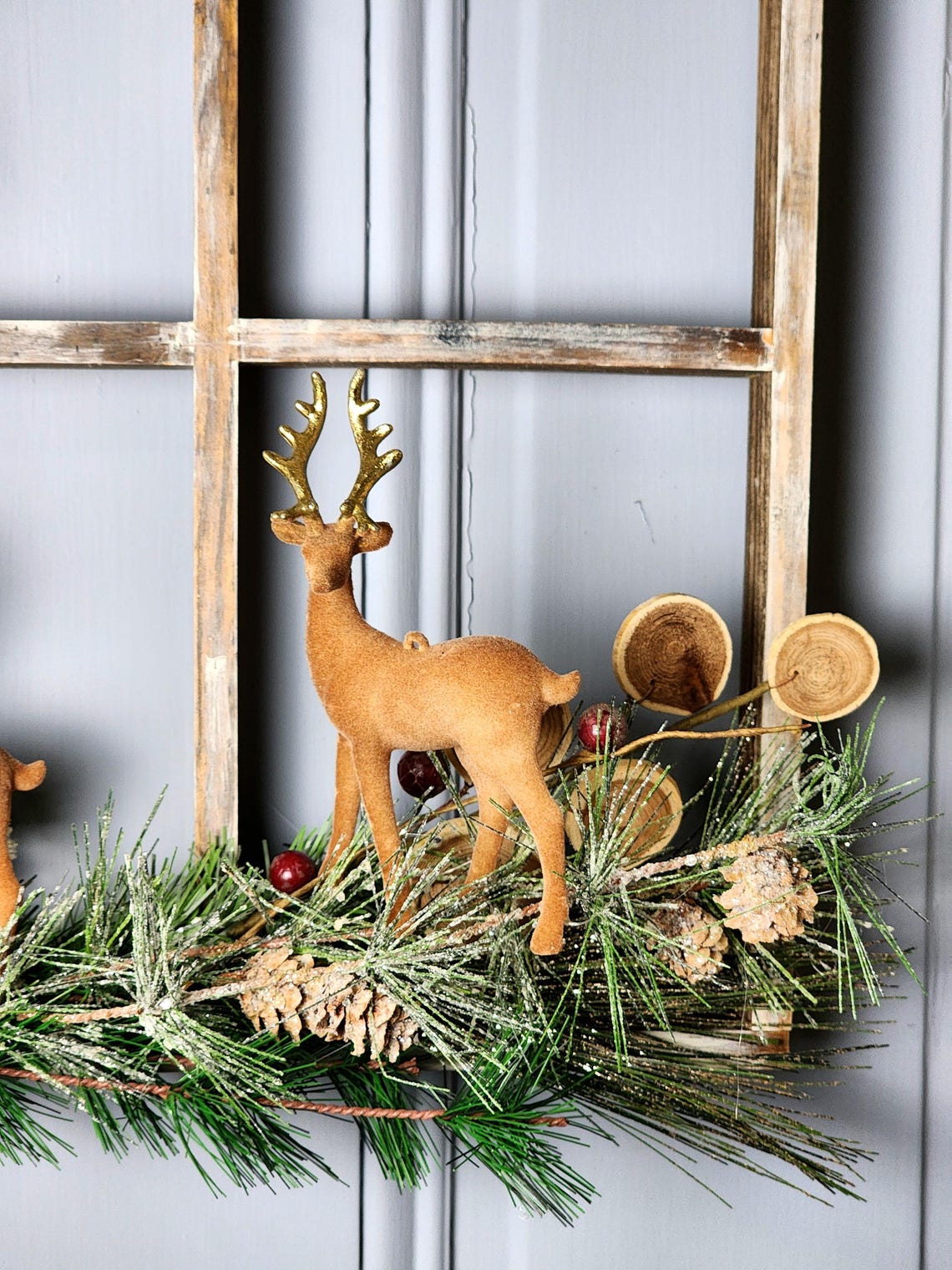Rustic Christmas Window Pane Decor: Farmhouse Style (17x18" Approx) - Etsy