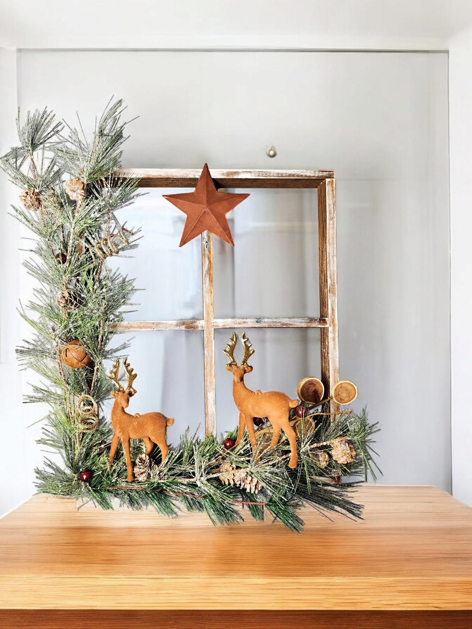 Rustic Christmas Window Pane Decor: Farmhouse Style (17x18" Approx) - Etsy