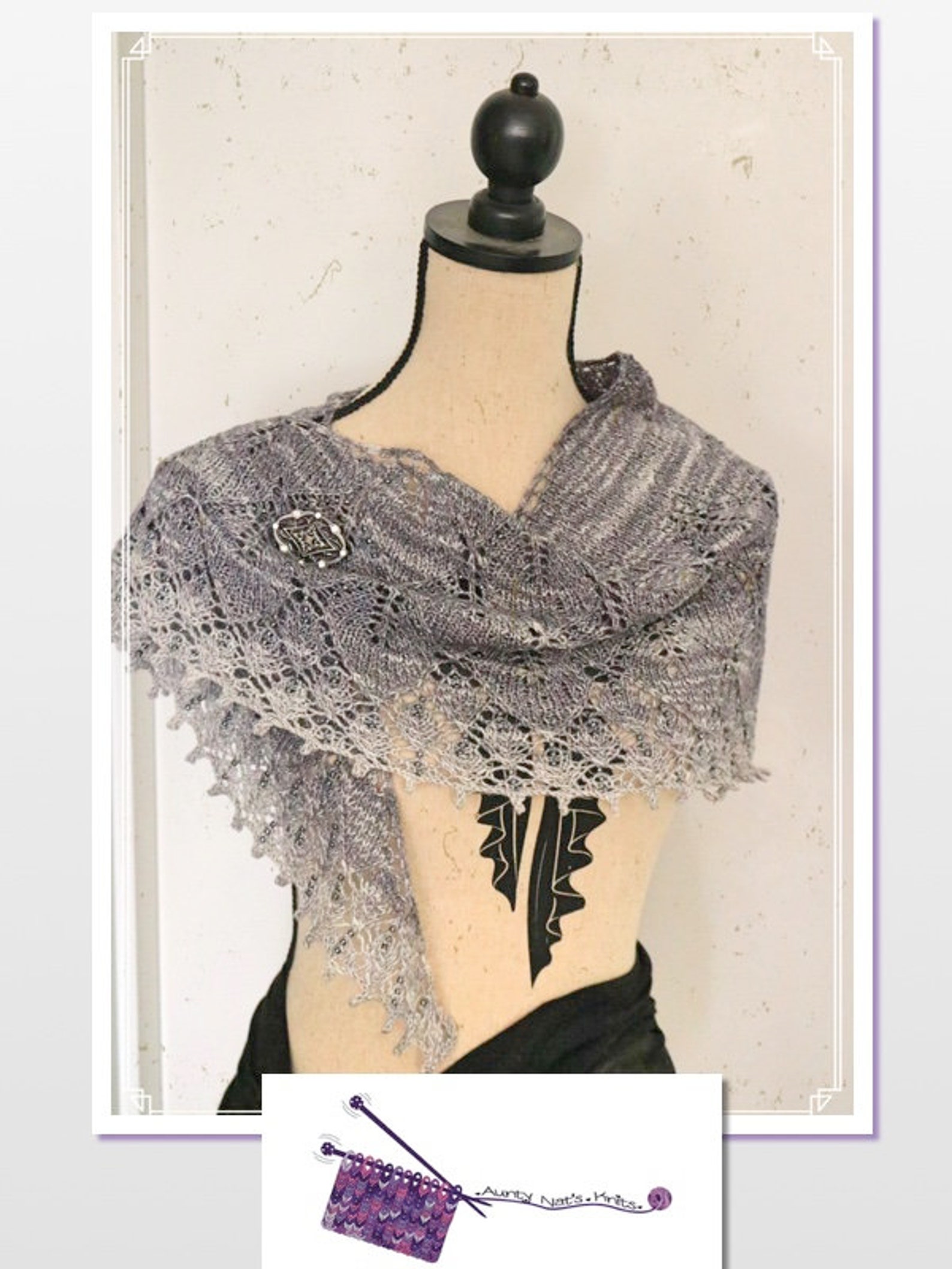 Wool Hand Knitted Lace Shawl Beaded Lacy Shawl Handknit Lace Woollen ...