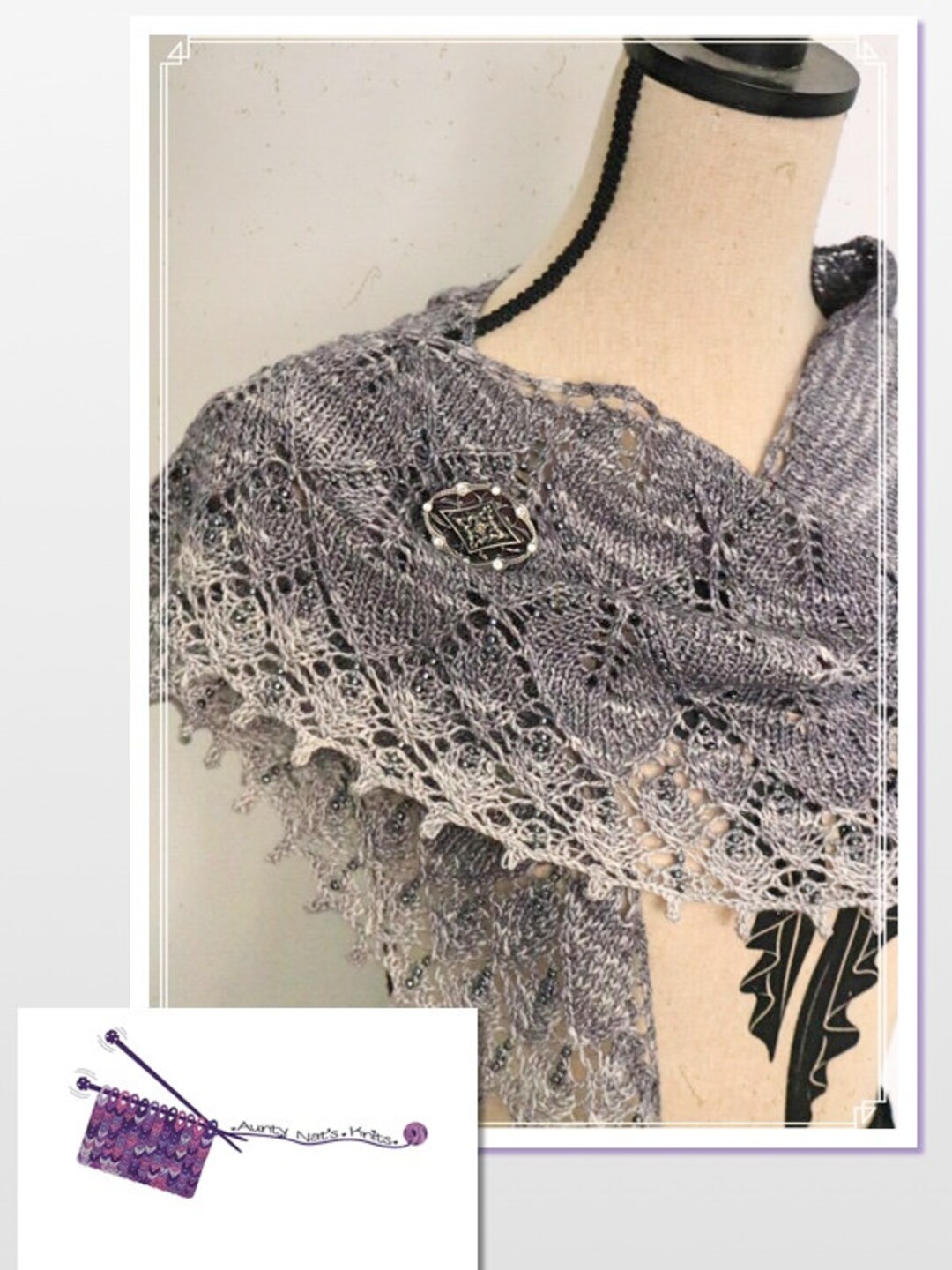 Wool Hand Knitted Lace Shawl Beaded Lacy Shawl Handknit Lace Woollen ...