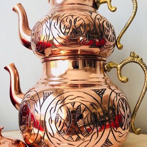 Turkish Tee Pot, Handmade Copper Tea Pot, Hand Carved Tea Set ...