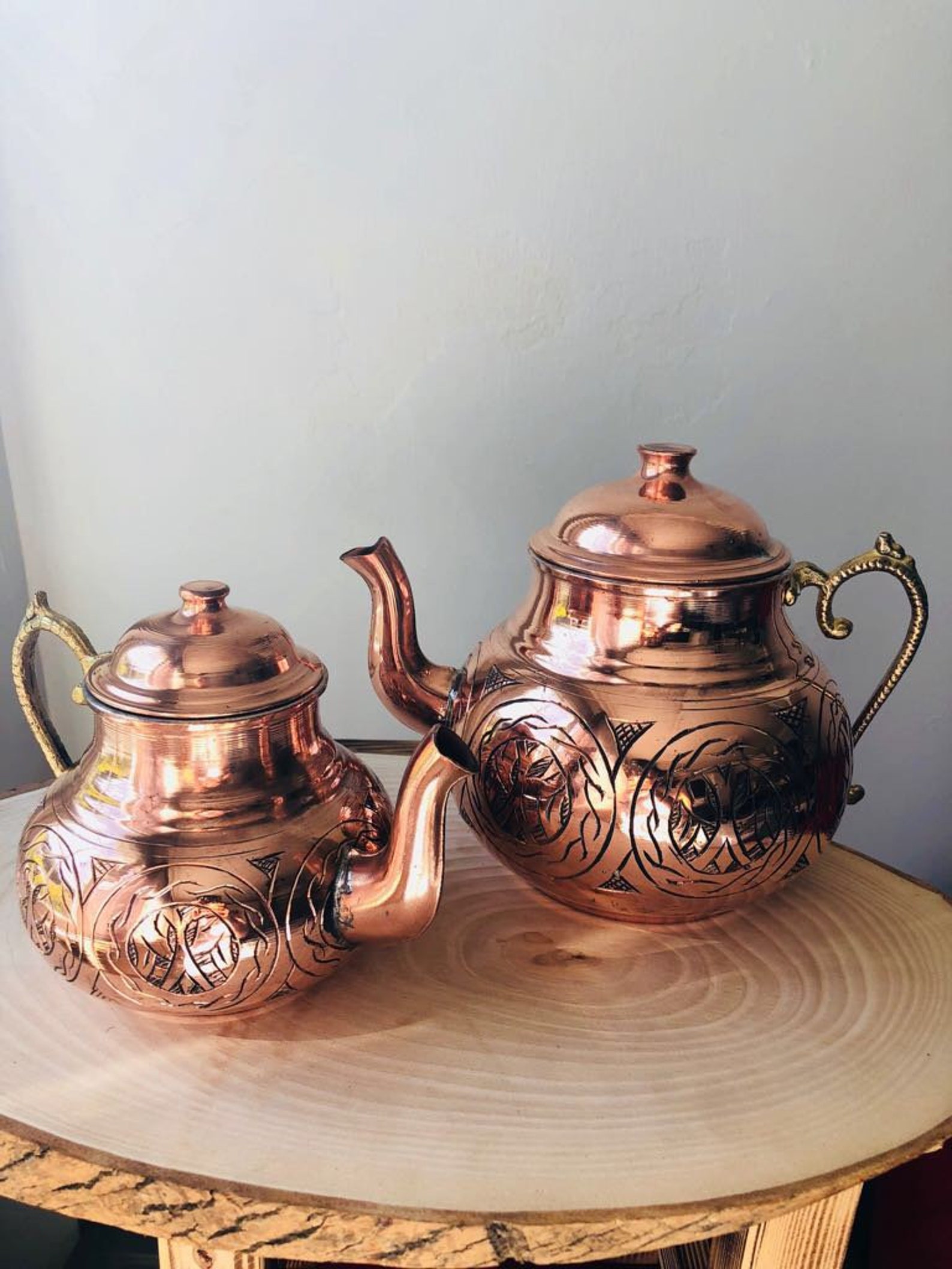 Turkish Tee Pot, Handmade Copper Tea Pot, Hand Carved Tea Set ...
