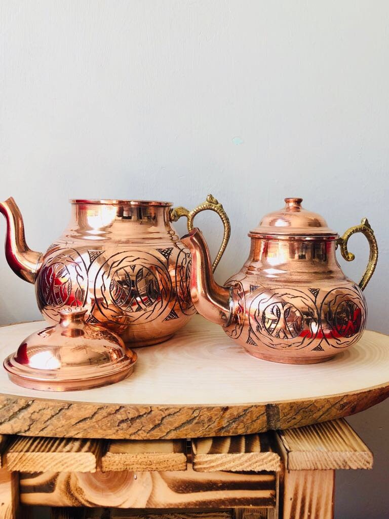 Turkish Tee Pot, Handmade Copper Tea Pot, Hand Carved Tea Set ...