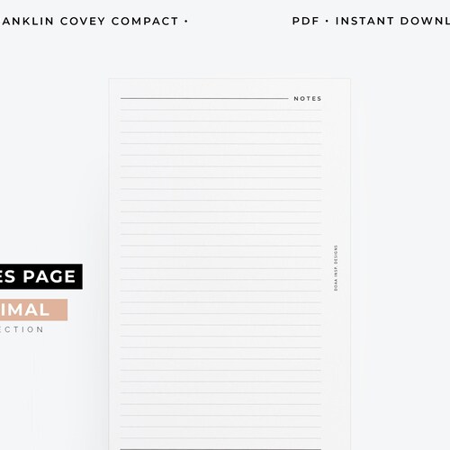 FC Compact Notes Page Insert Lines Notepad Printable - Etsy