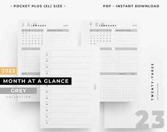 Pocket Plus Size 2023 Year at a Glance 2023 Yearly Calendar - Etsy