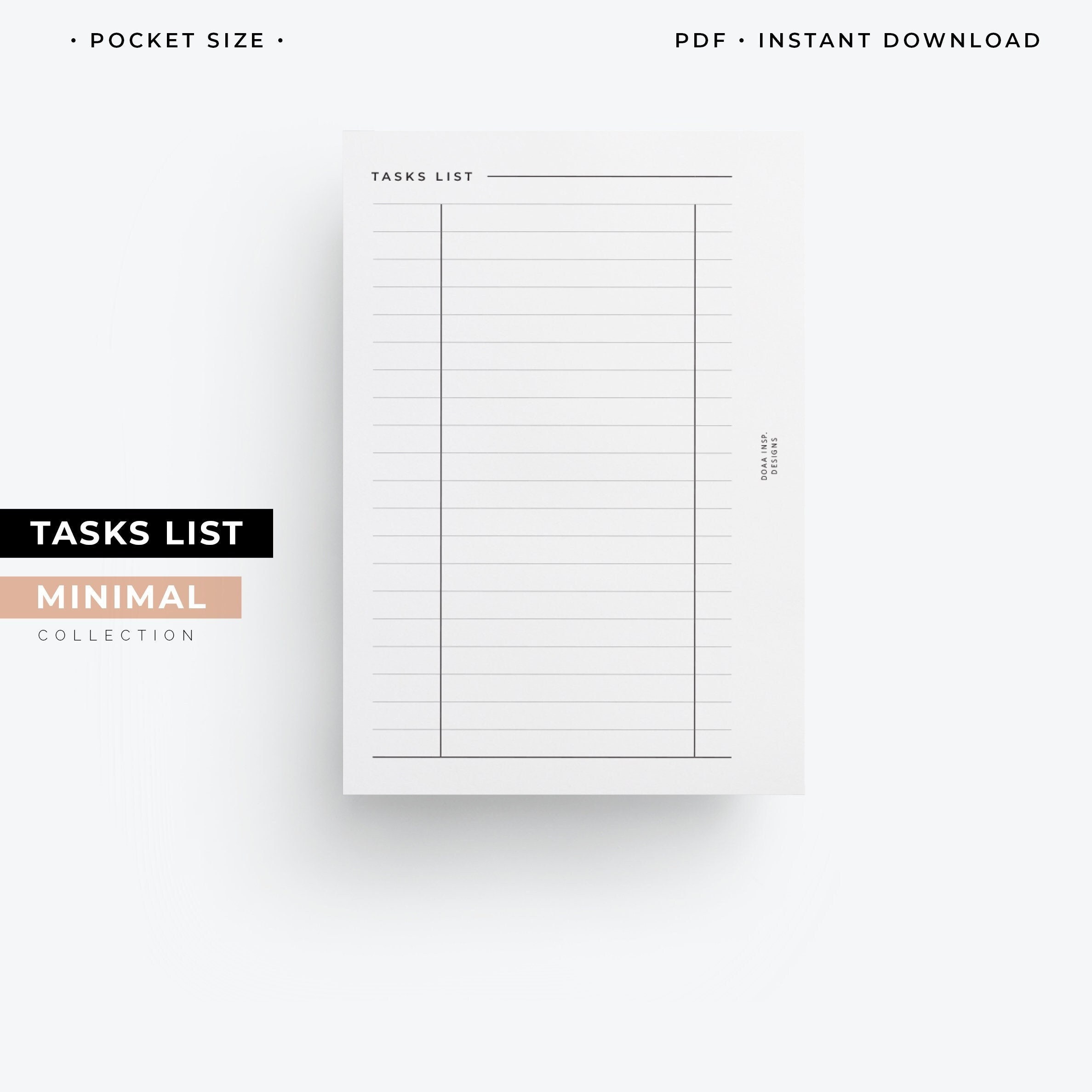 Pocket Size to Do List Printable, Tasks List Insert - Etsy