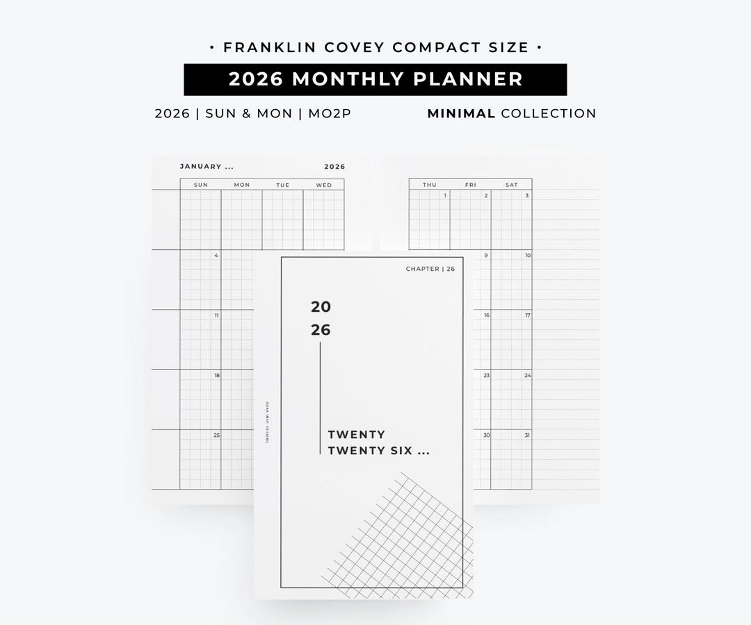 2026 Month on 2 Pages Planner Printable | Minimal Calendar| Franklin ...