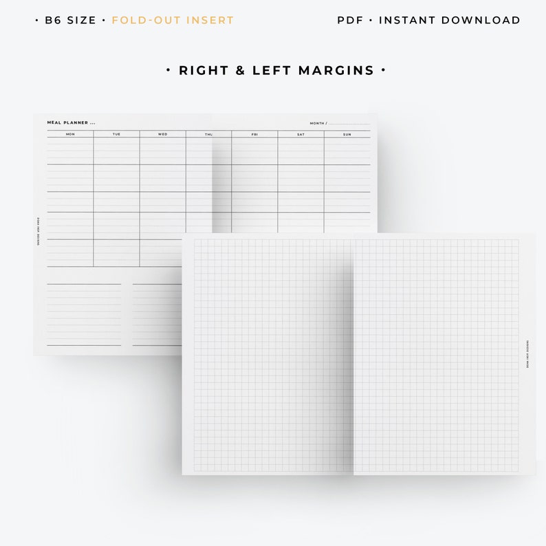 Monthly Meal Planner Printable for B6 Planner, B6 Meal Planning Insert ...