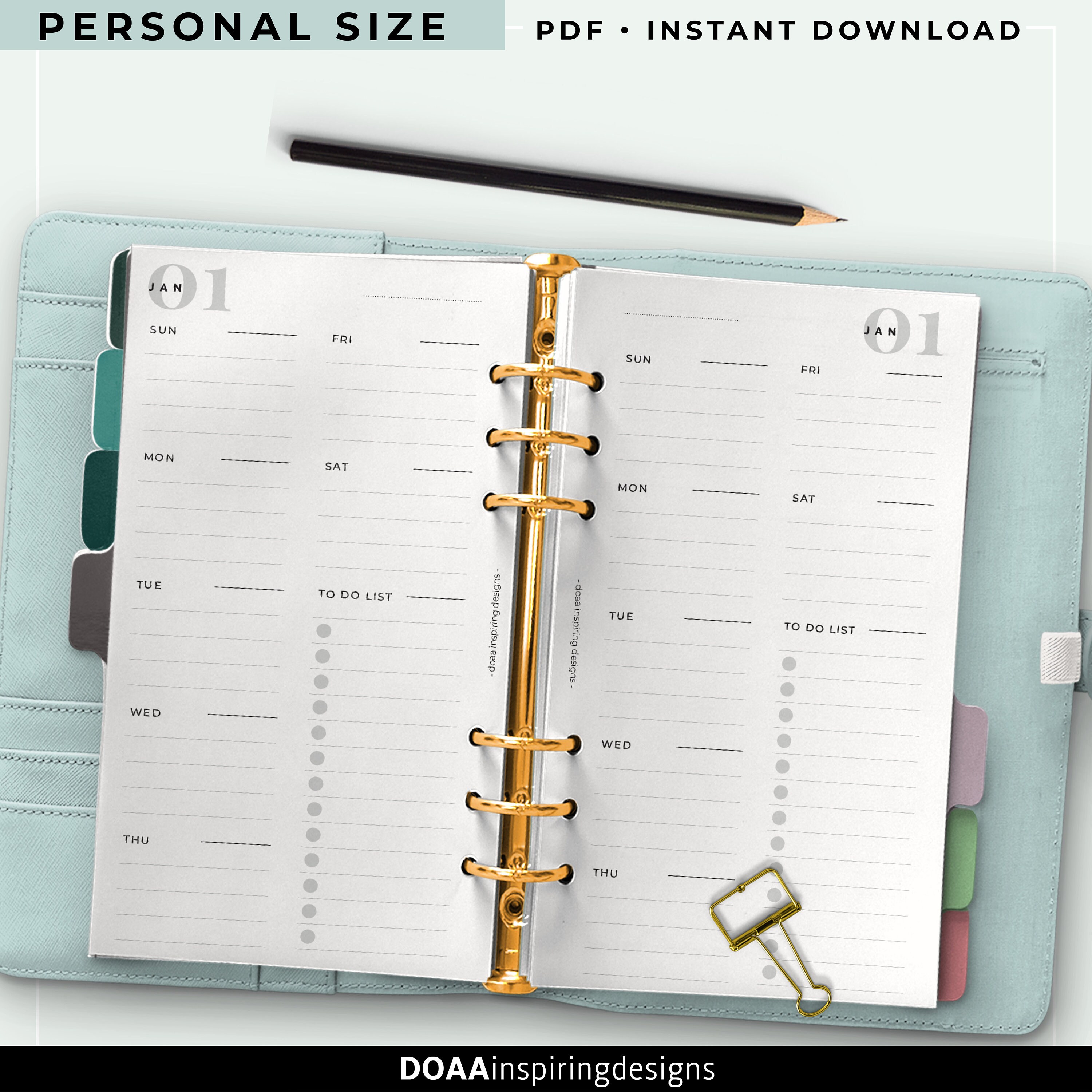 Personal size weekly planner week on one page weekly to do | Etsy