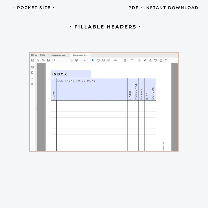 Pocket Size Fillable Inbox Insert Printable Planner - Etsy