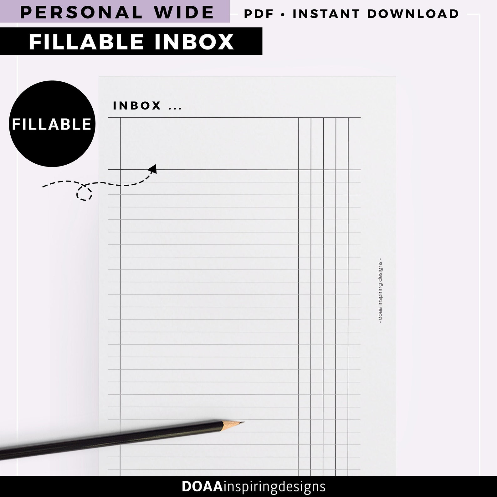 Personal Wide Fillable Inbox Printable Planner Categorized - Etsy Canada