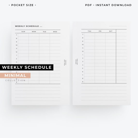 Weekly Planner Printable in Pocket Size Minimal Week on Two - Etsy