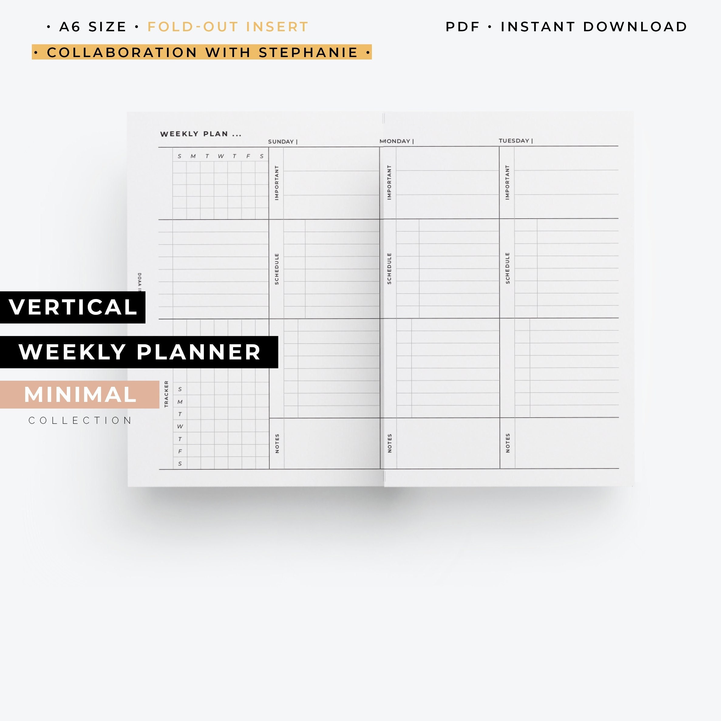 A6, Fold-out Vertical Weekly Planner Printable Collaboration With ...