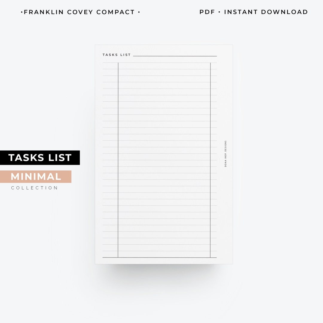 FC Compact Size Tasks List Printable Planner, to Do List Insert - Etsy
