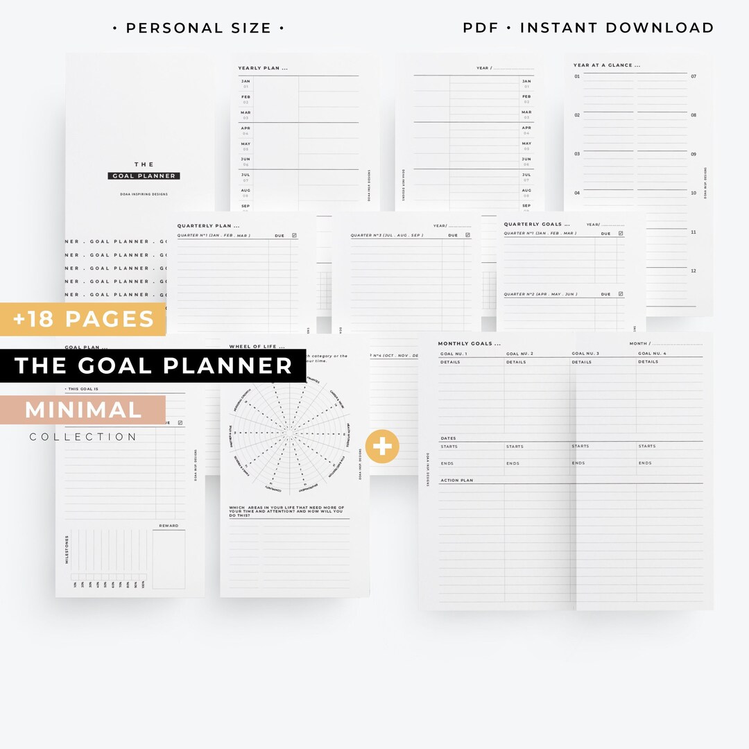 Personal Size, Goal Planner Printable, Goal Setting Template, Quarterly ...